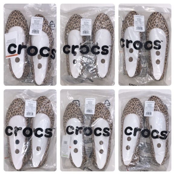 CROCS | Shoes | New Crocs Womens Leopard Animal Printed Flats | Poshmark